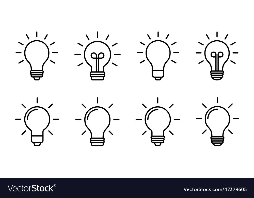 Lamp icon set light bulb icon idea symbol Vector Image