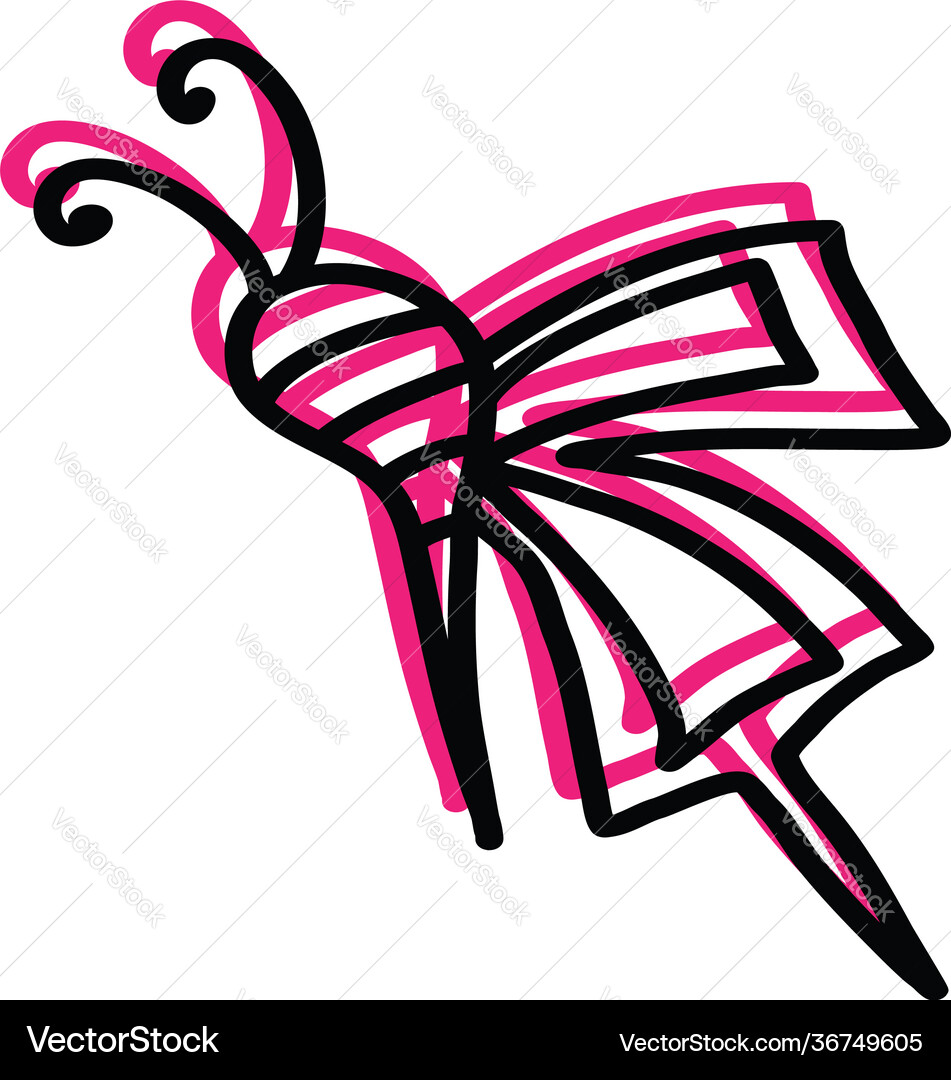 Pink butterfly with a sting on white background Vector Image