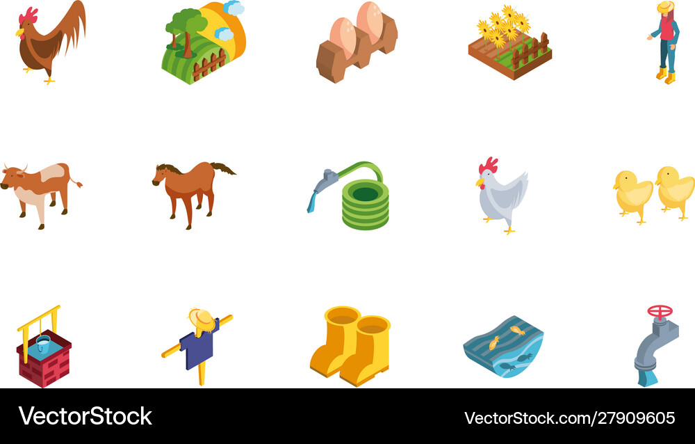 Set icons farm on white background Royalty Free Vector Image