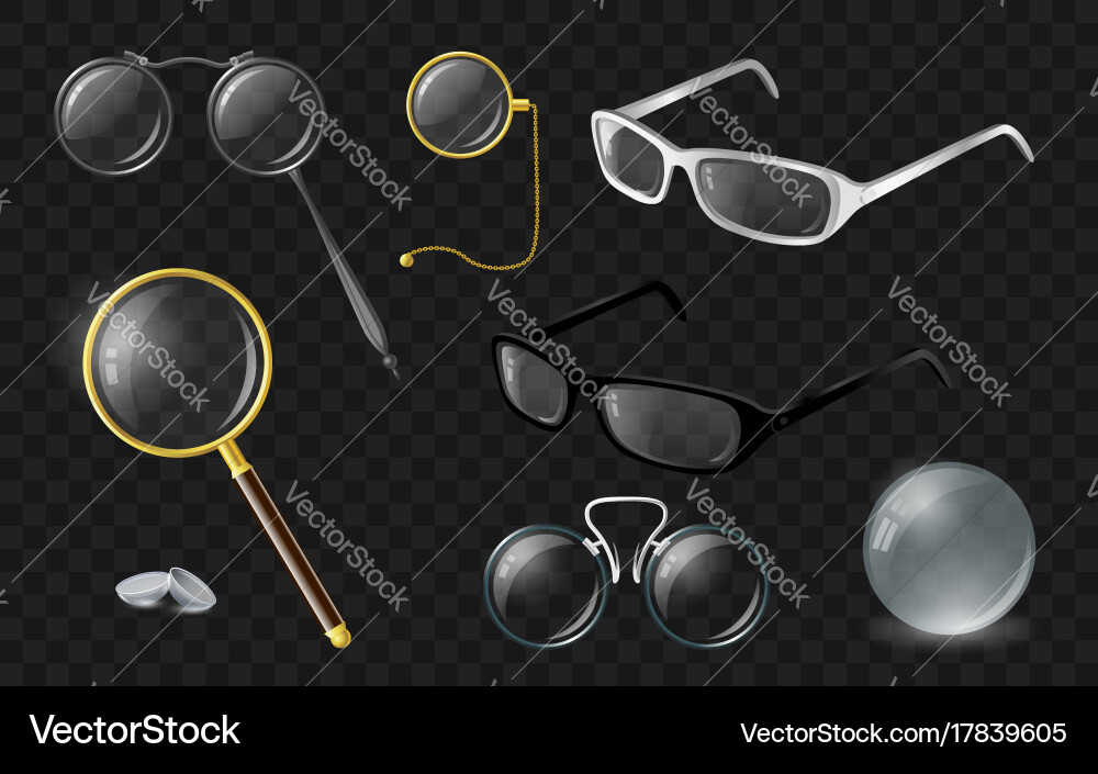 Set of optics - modern realistic isolated Vector Image