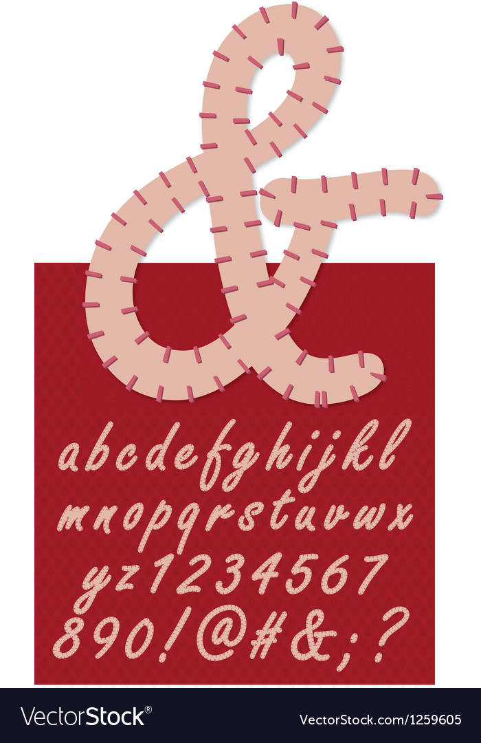 Stitched numbers and letters Royalty Free Vector Image