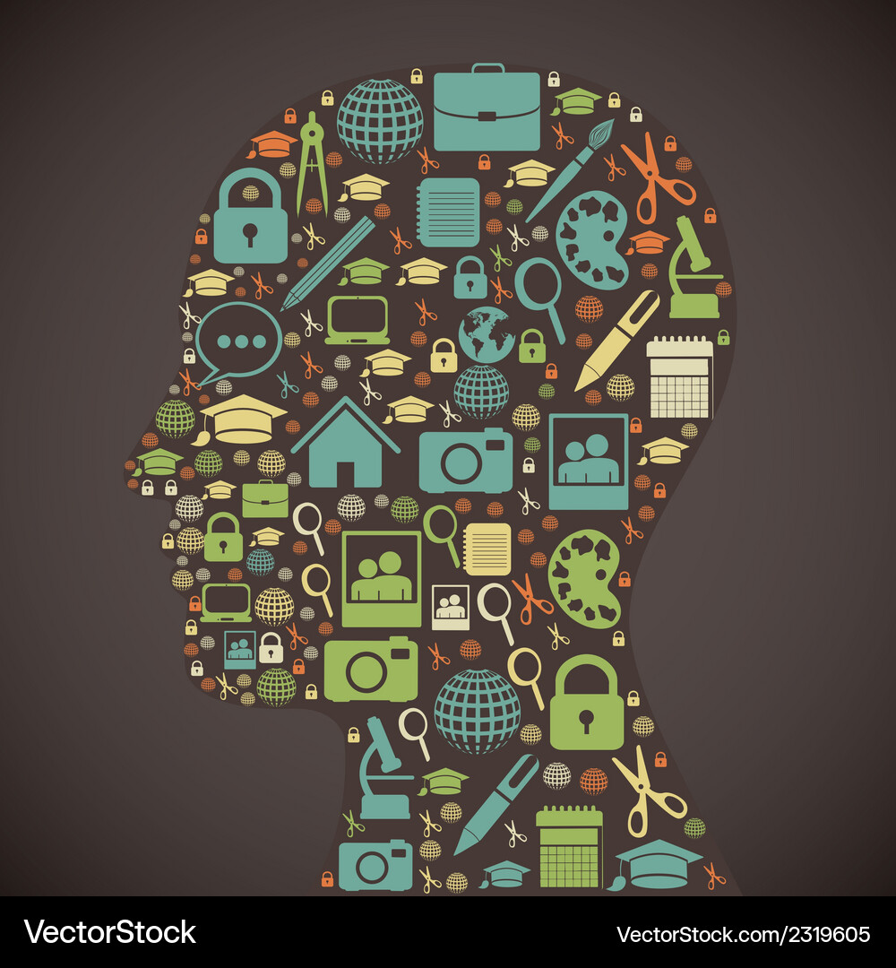 Useful icons and college Royalty Free Vector Image