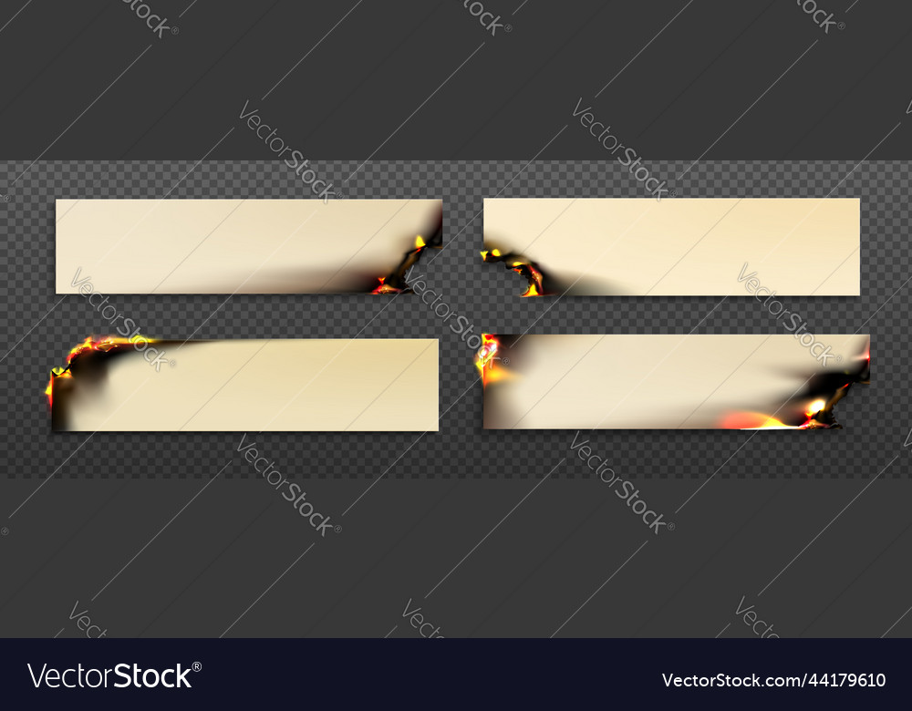 Burning rectangle paper sheets with fire Vector Image