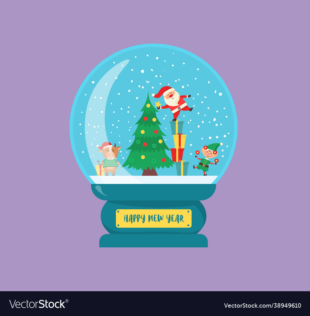 Christmas glass ball or souvenir snow globe Vector Image