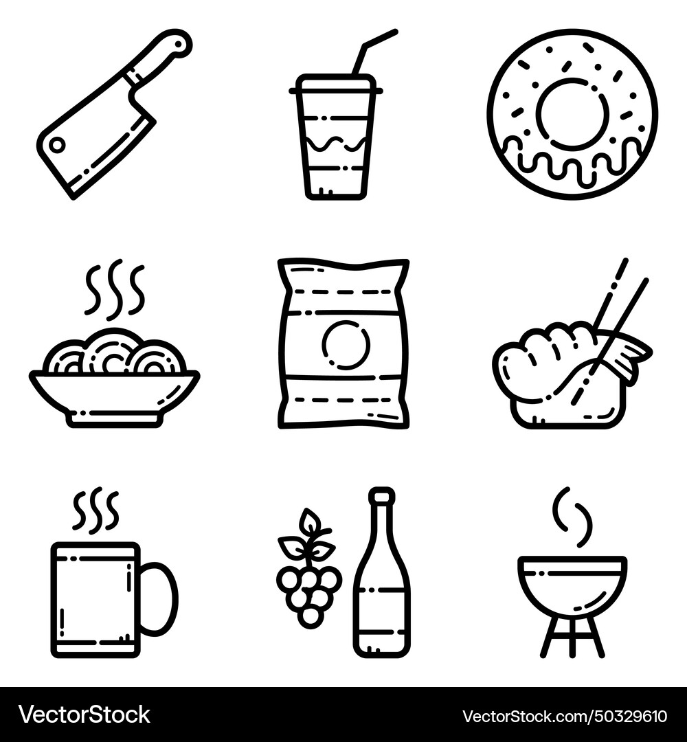 Food set flat icon isolated on white Royalty Free Vector