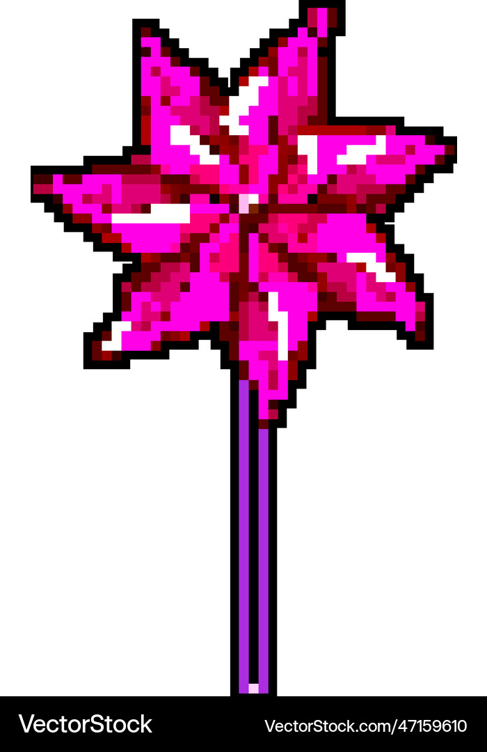Mill pinwheel toy game pixel art Royalty Free Vector Image