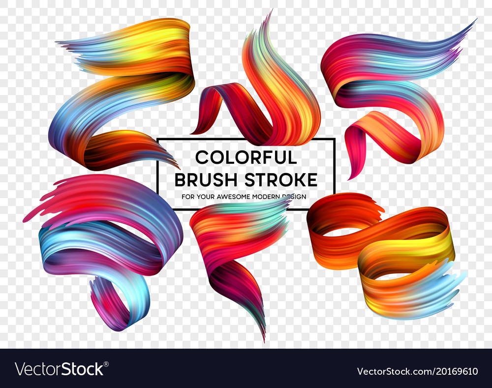 Set of colorful brush strokes modern design Vector Image