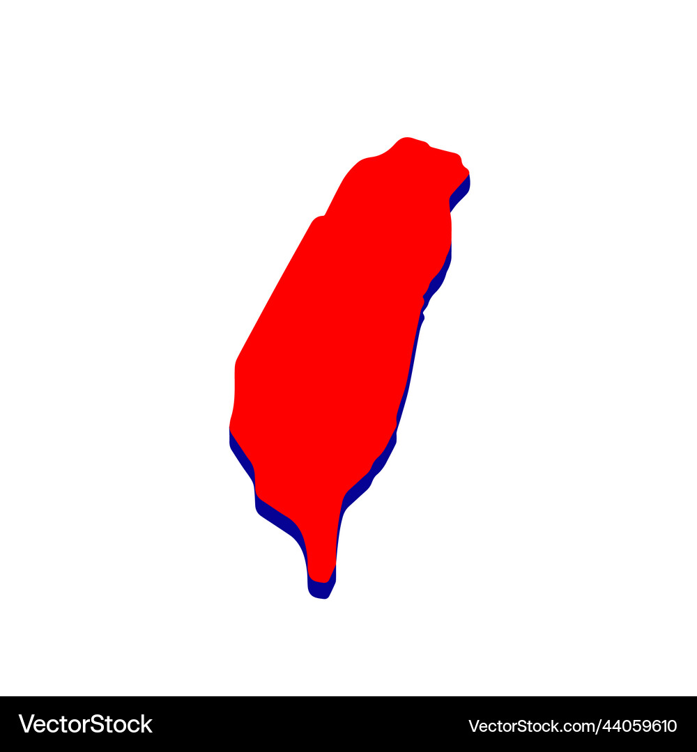 Taiwan island red and blue map Royalty Free Vector Image
