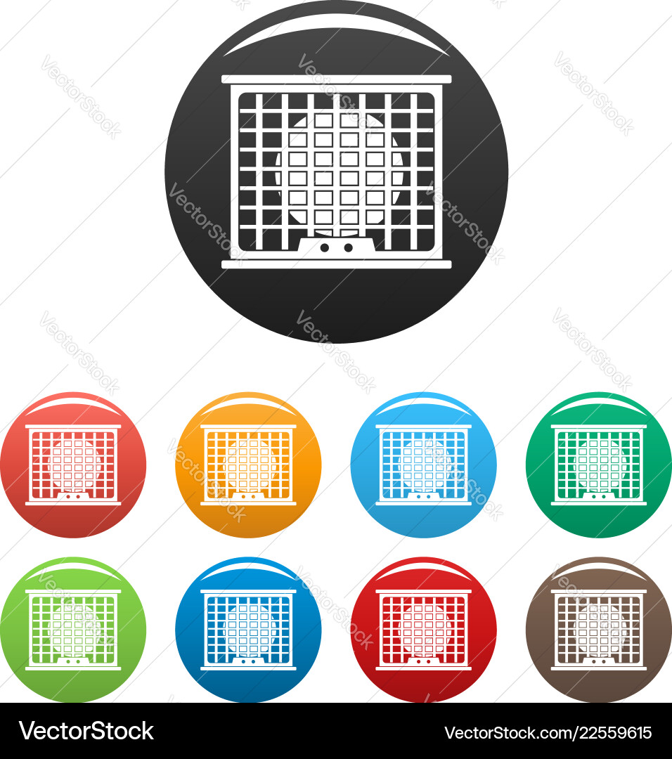 Air conditioner compressor icons set color Vector Image