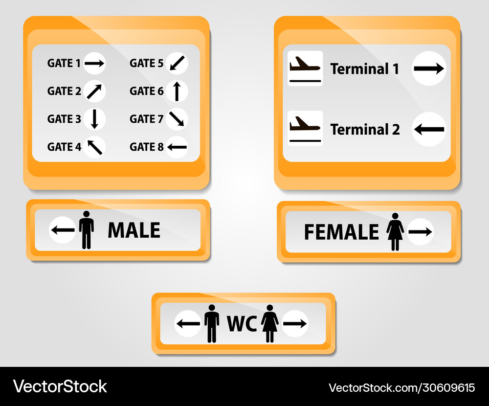 Airport signs Royalty Free Vector Image - VectorStock