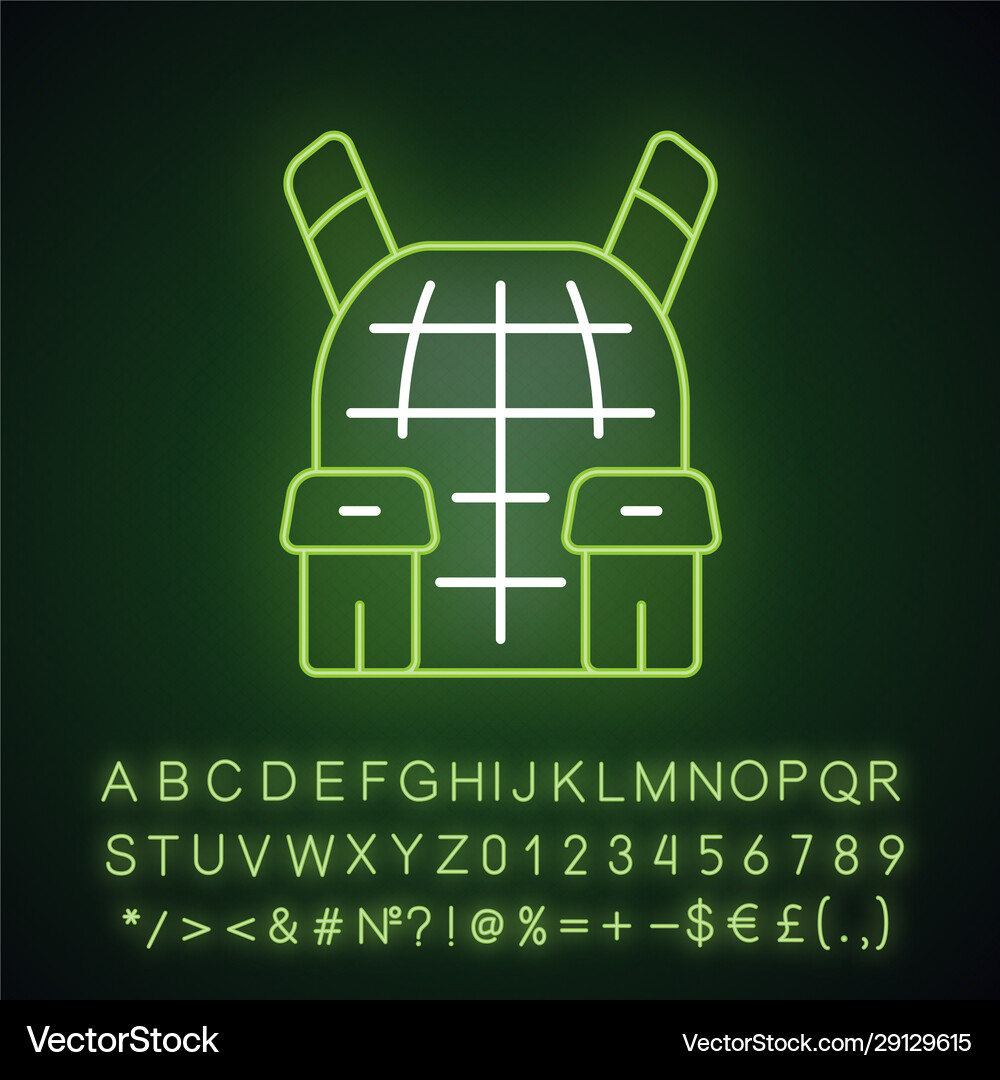 Body armor neon light icon soldier protective Vector Image