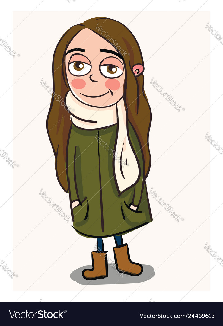 Cute smiling girl with long brown hair Royalty Free Vector
