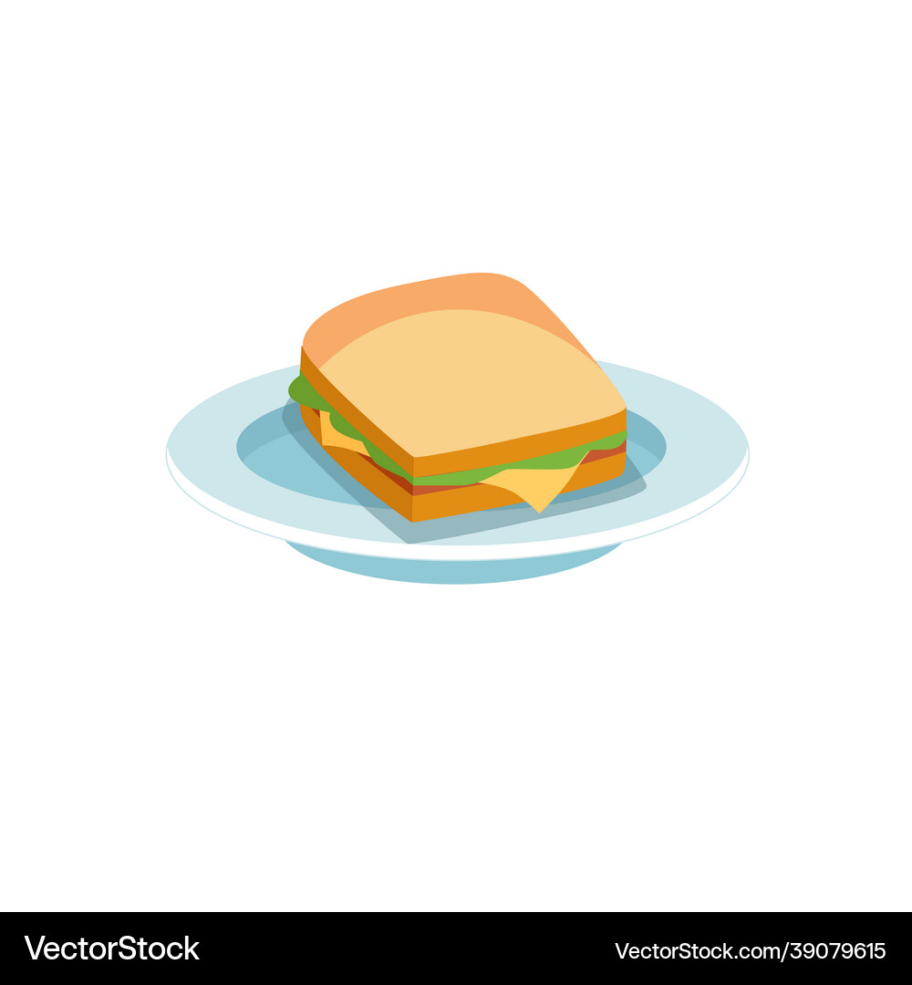 Flat cartoon sandwich on platebalanced diet Vector Image