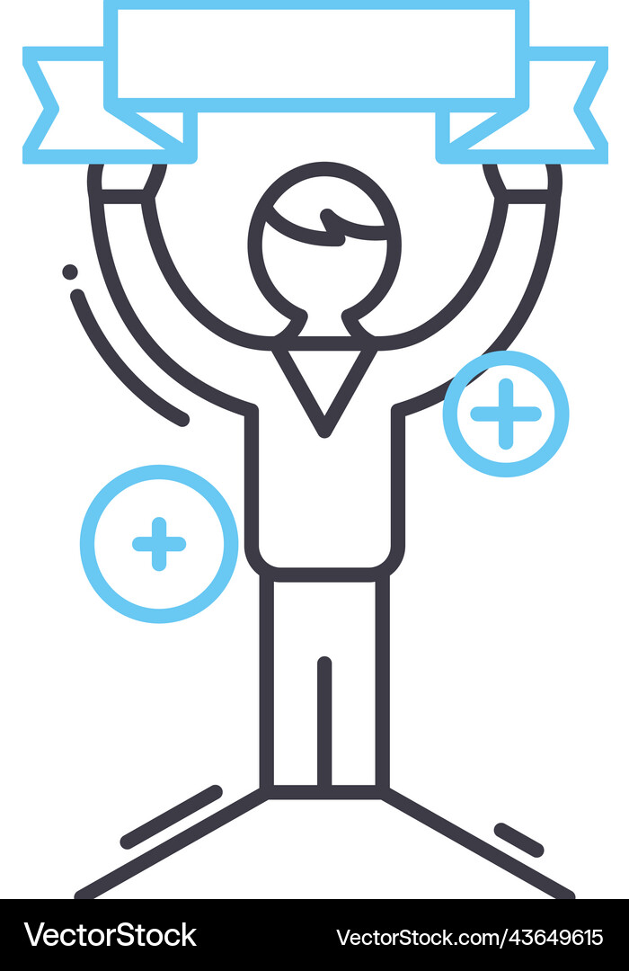 Goal achieving line icon outline symbol Royalty Free Vector