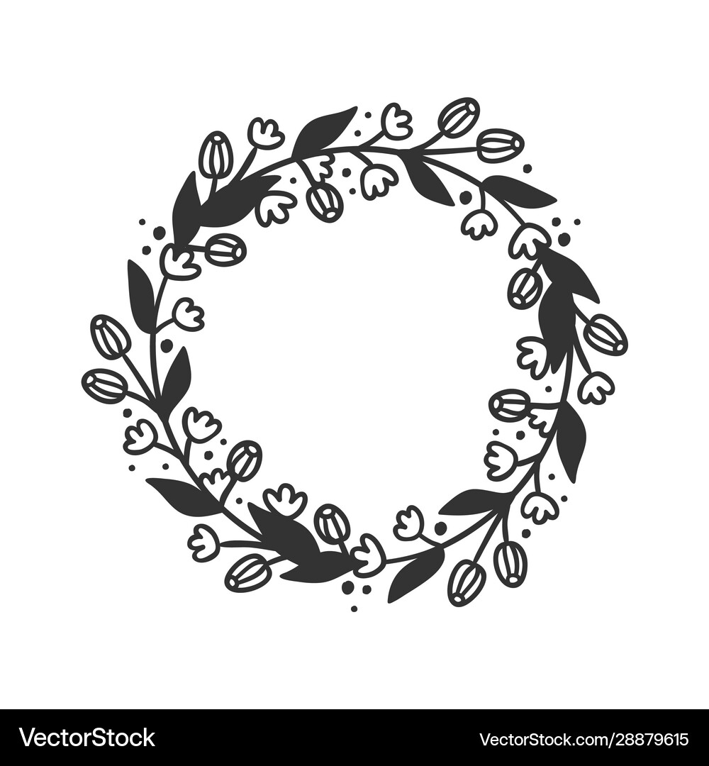 Hand drawn wreath for design use black doodle Vector Image