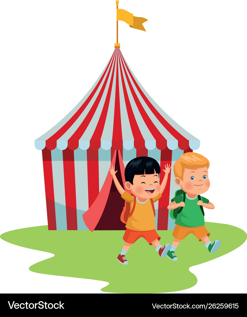 Happy children in circus Royalty Free Vector Image