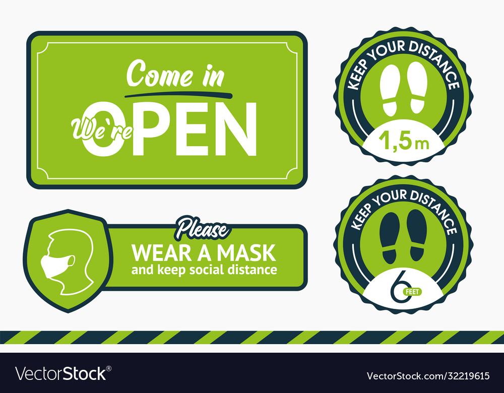 Keep your distance wear mask a set banners Vector Image