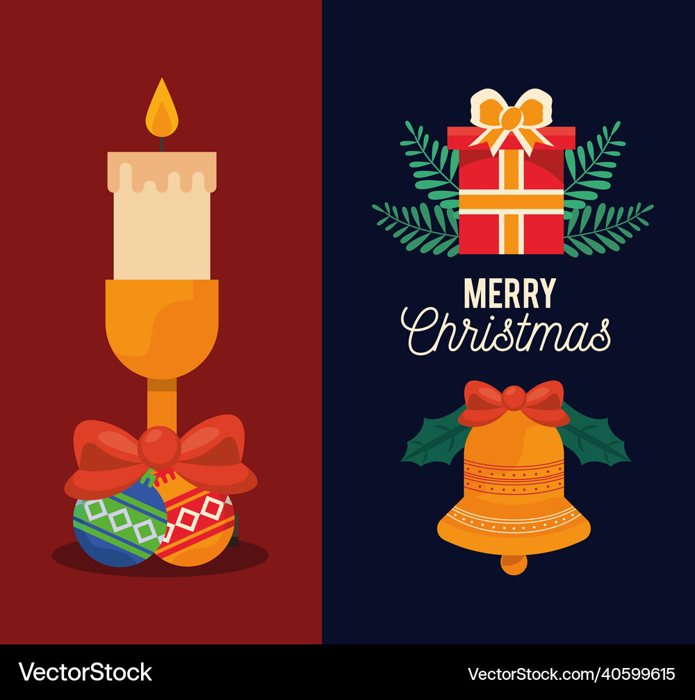 Merry christmas three icons Royalty Free Vector Image