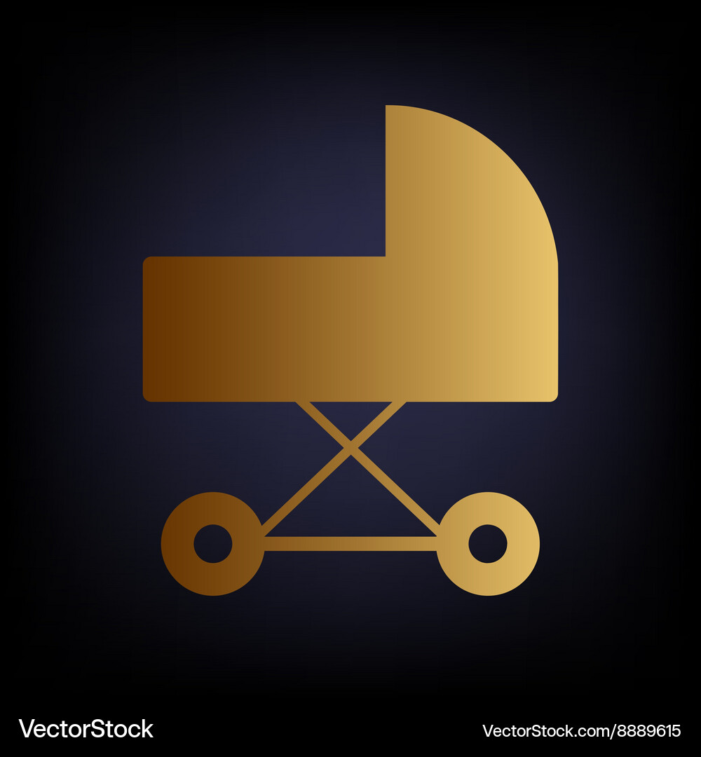 Pram sign golden style icon Royalty Free Vector Image