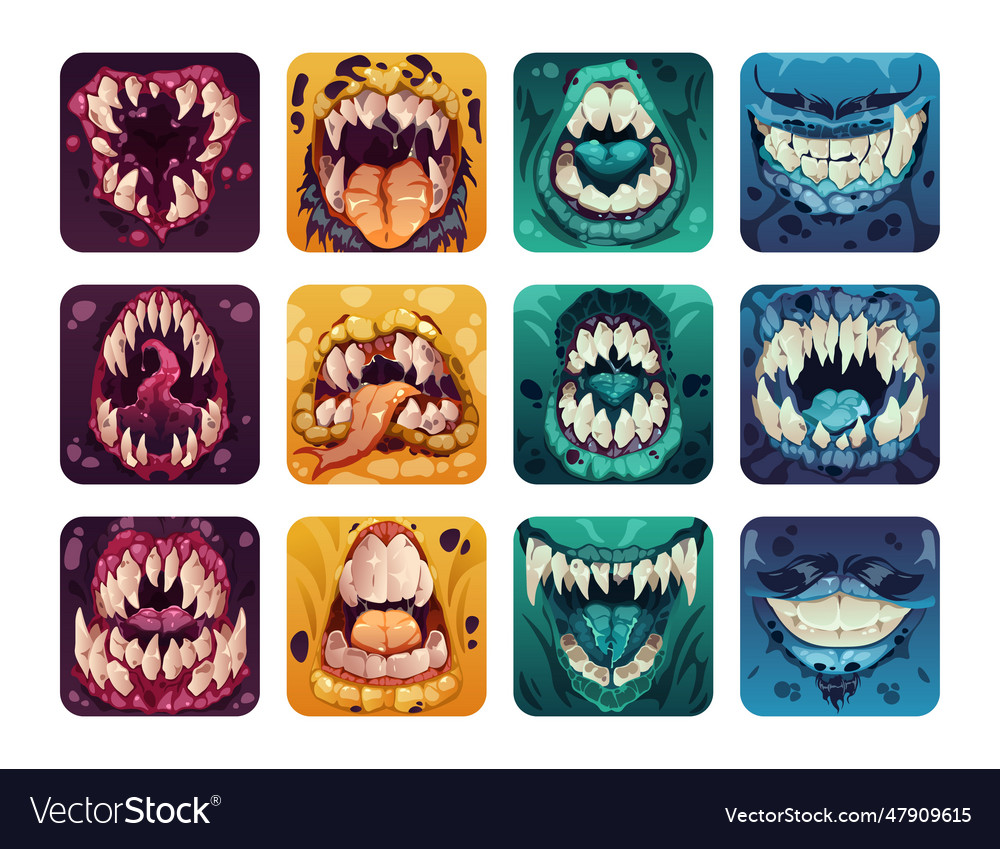Scary mouth logo creepy colorful monster teeth Vector Image