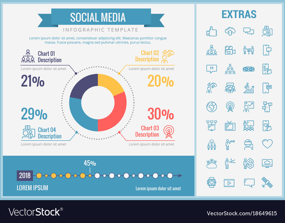 Social Media Infographic Template Elements Icons Vector Image
