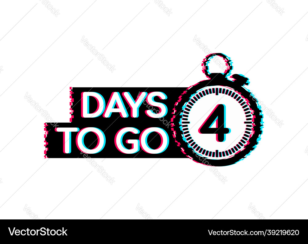 4 days to go glitch style icon Royalty Free Vector Image