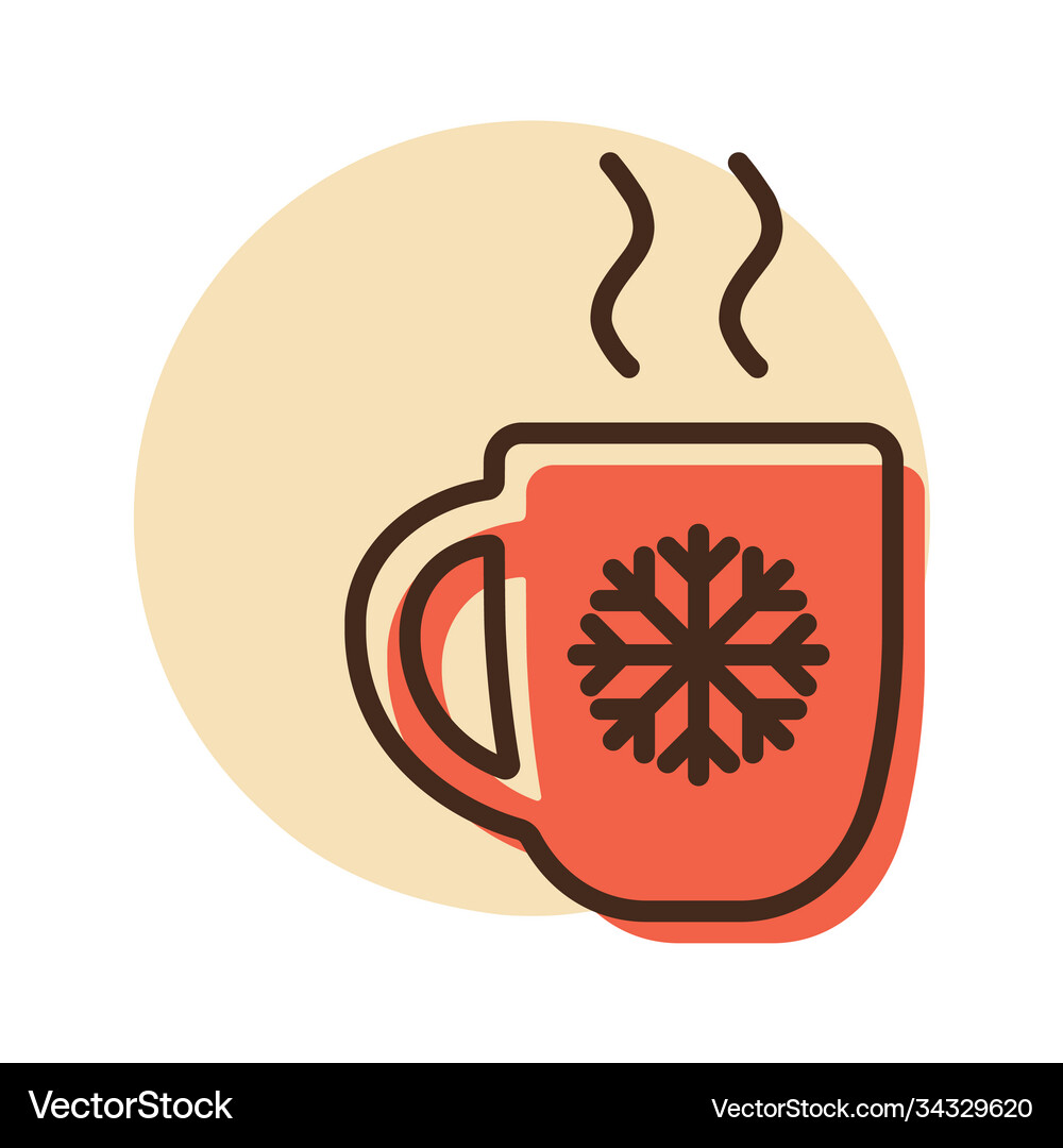 Christmas hot coffee in cup icon Royalty Free Vector Image