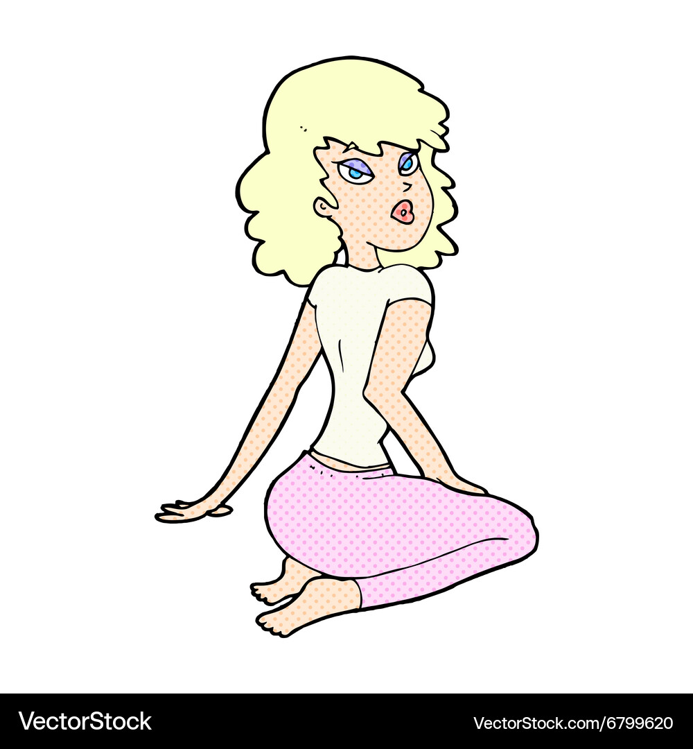 Comic cartoon pretty woman Royalty Free Vector Image