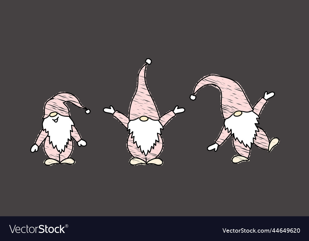 Cute scandinavian gnome smiling dwarf black line Vector Image Cute scandinavian gnome smiling dwarf black line Vector Image