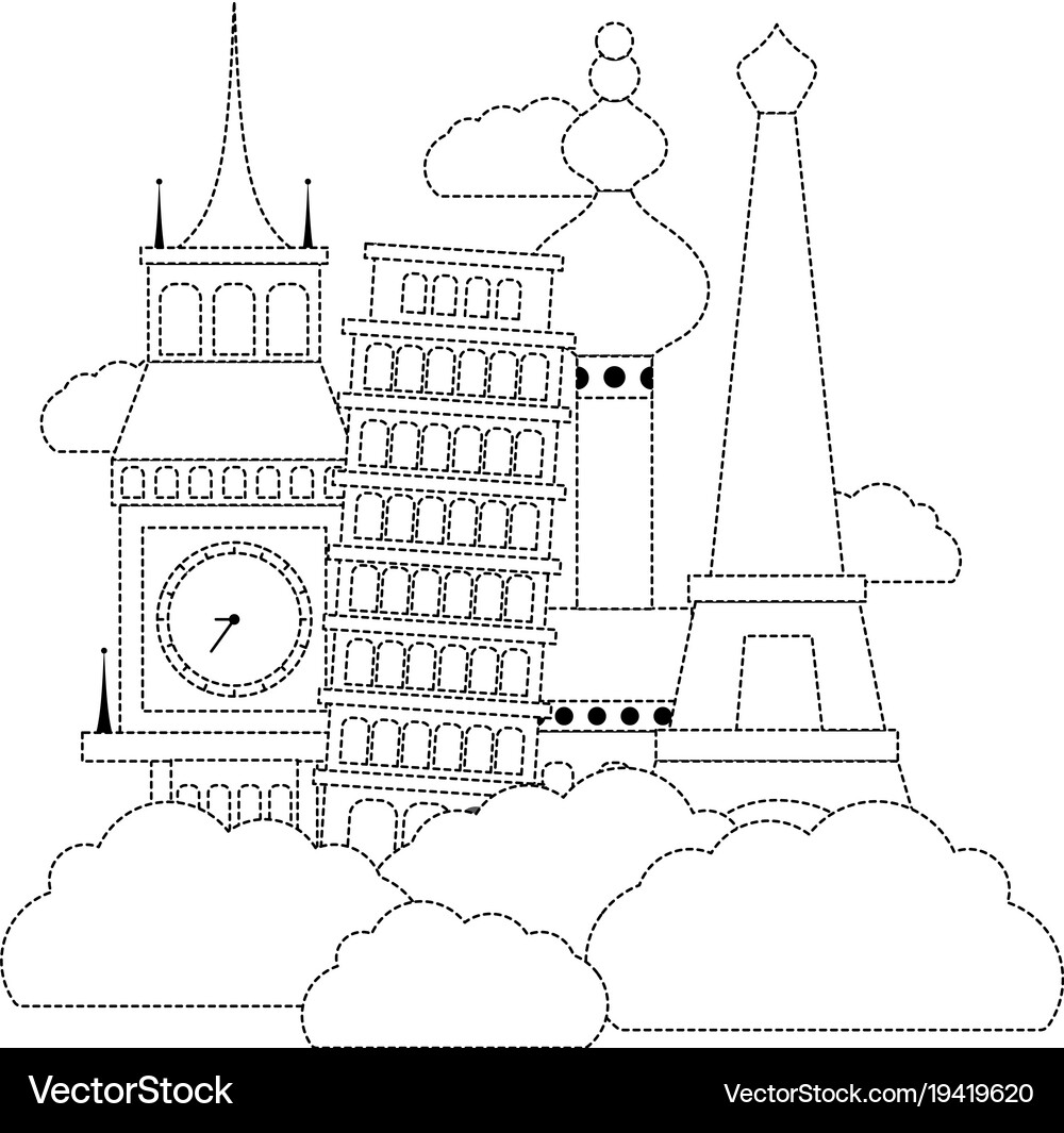 Dotted shape travel journey vacation sites Vector Image