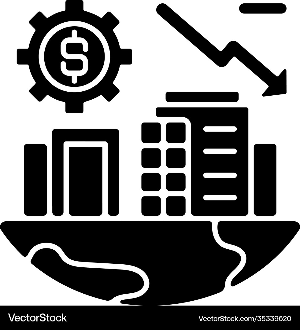 Economic crisis black glyph icon Royalty Free Vector Image