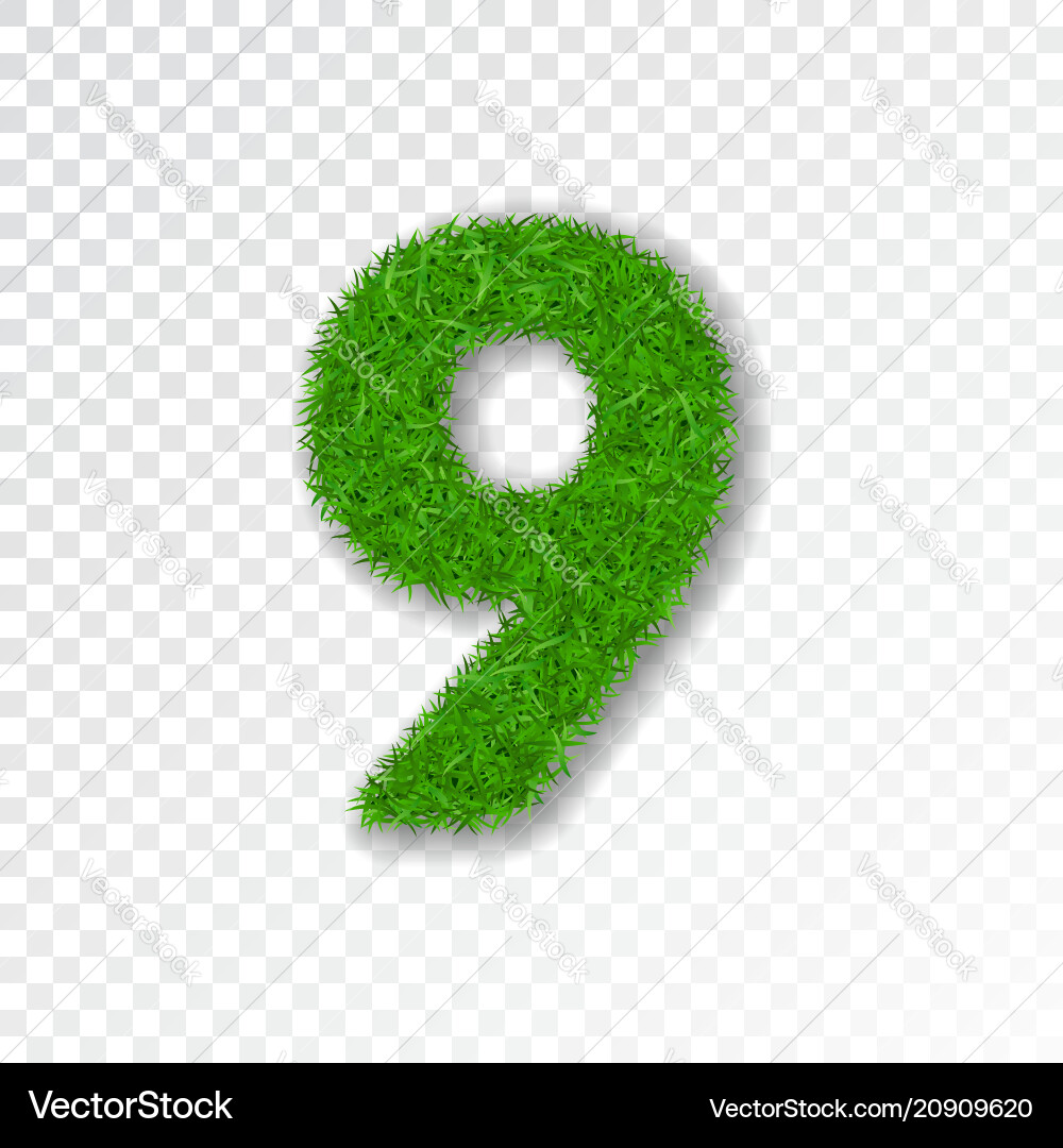 Grass number nine green 9 isolated Royalty Free Vector Image