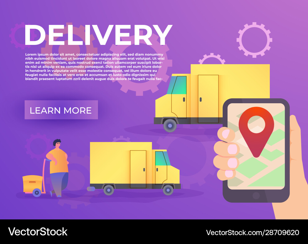 Hand holding mobile smart phone with app delivery Vector Image