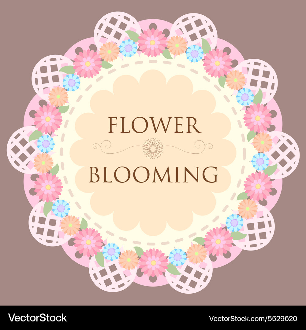 Pastel orange flower blooming tag label Royalty Free Vector