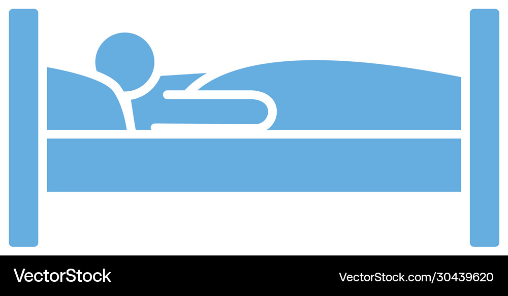 Person sleeping in bed line style icon Royalty Free Vector