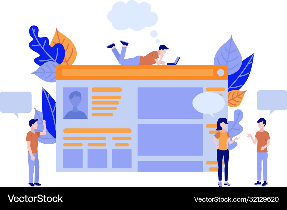 Social communication concept with flat characters Vector Image