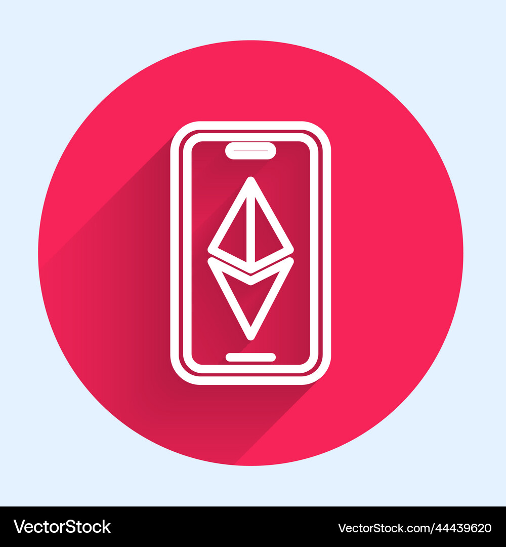 White line cryptocurrency coin ethereum eth icon Vector Image