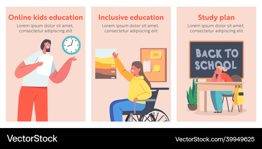 Children with disabilities studying in school Vector Image