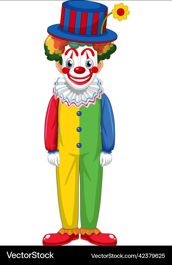 Colourful clown cartoon character Royalty Free Vector Image