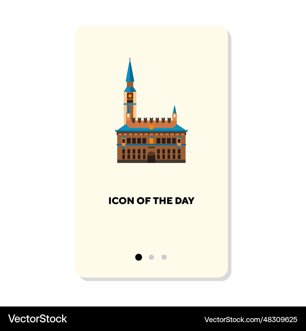 Copenhagen city hall flat icon Royalty Free Vector Image