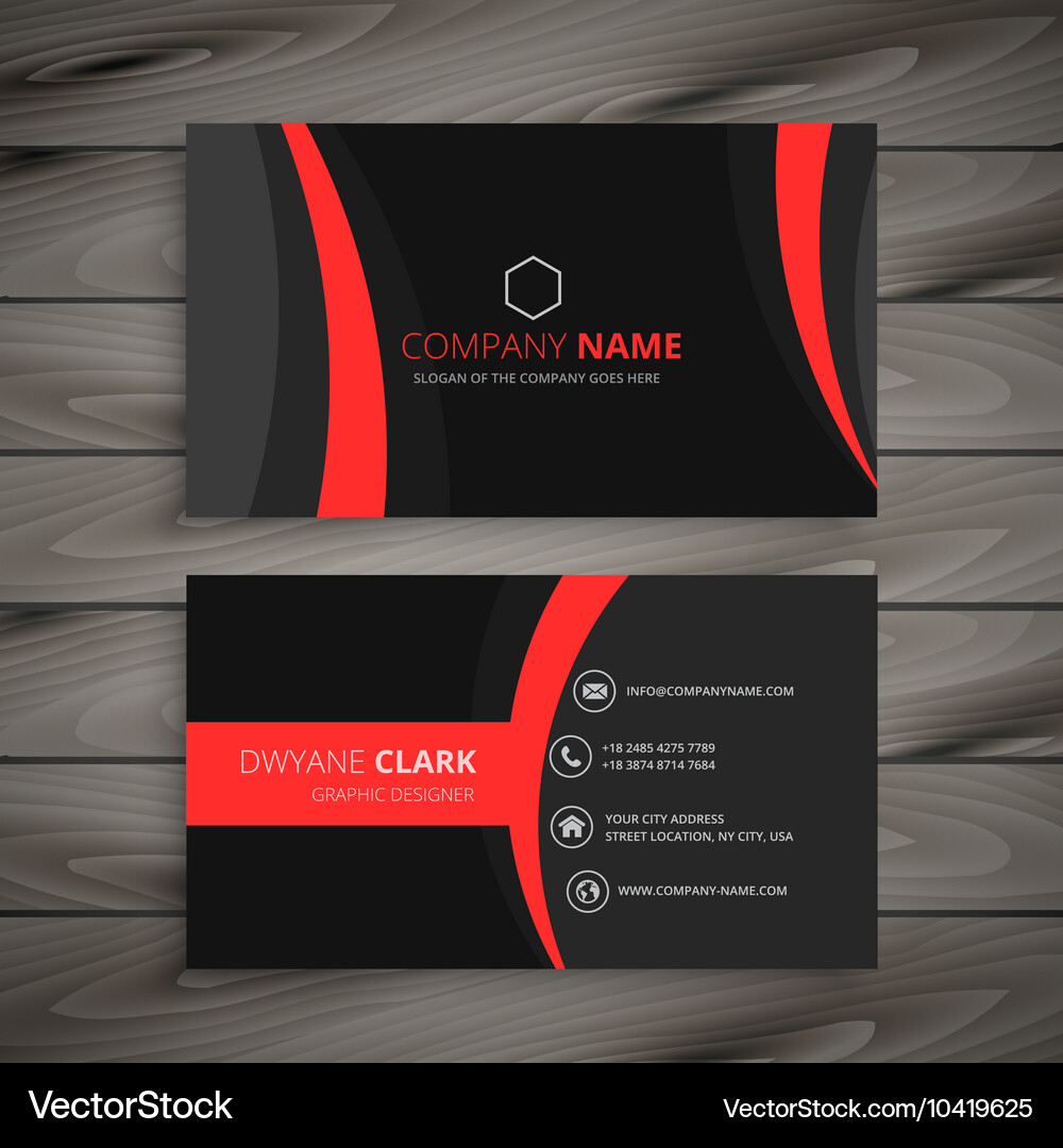 Dark modern red black business card Royalty Free Vector