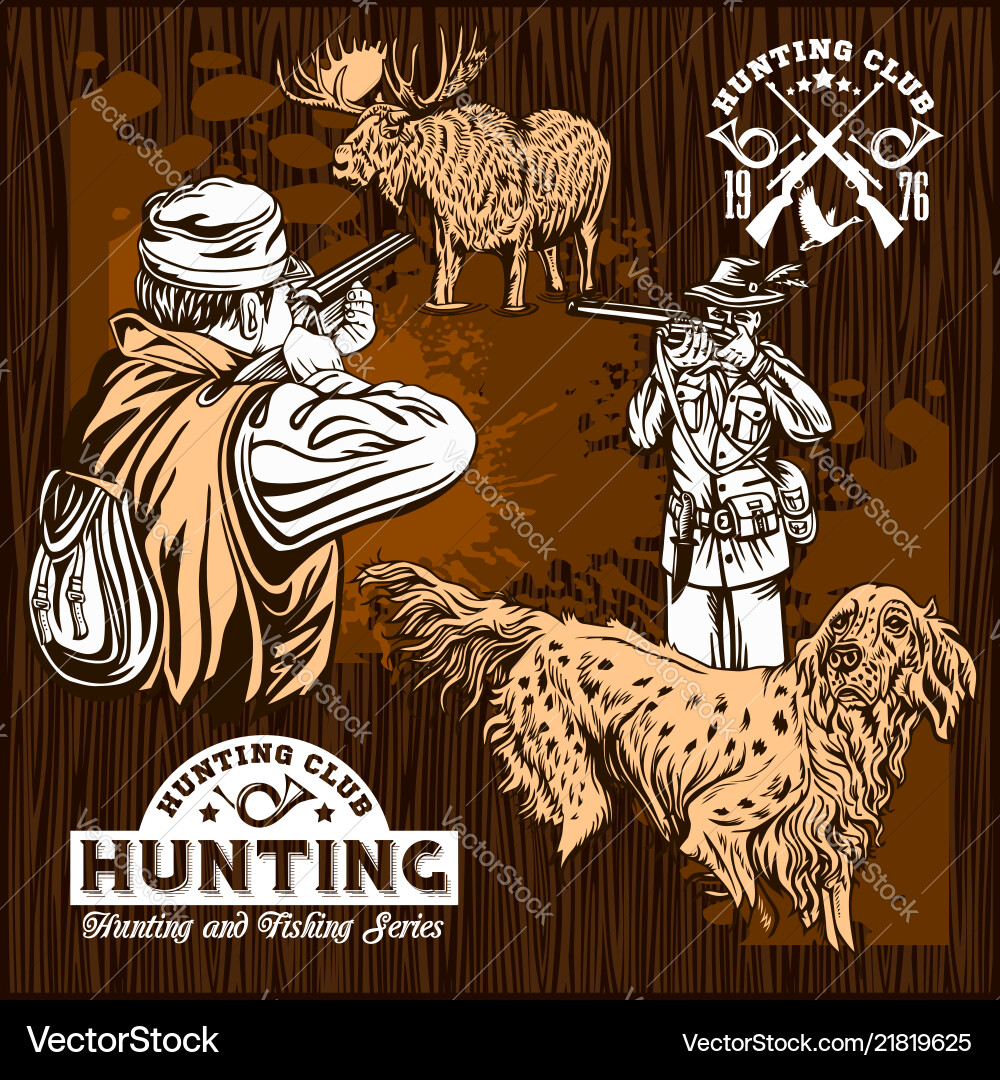 Elk hunting and dog Royalty Free Vector Image - VectorStock