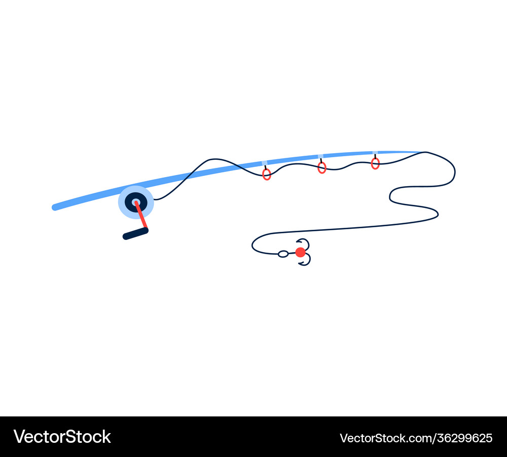Fishing rod icon spinning with reel hook Vector Image