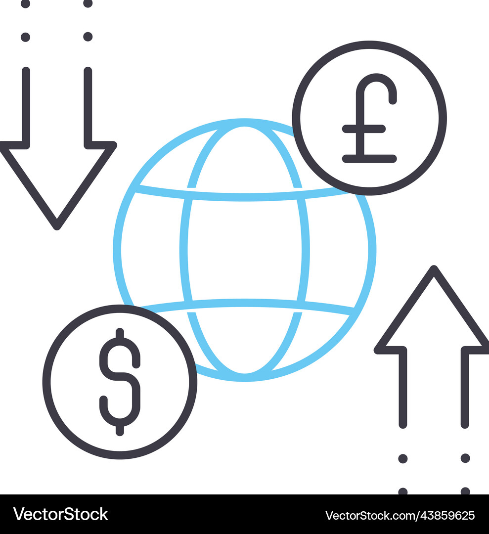 Foreign currency exchange line icon outline Vector Image