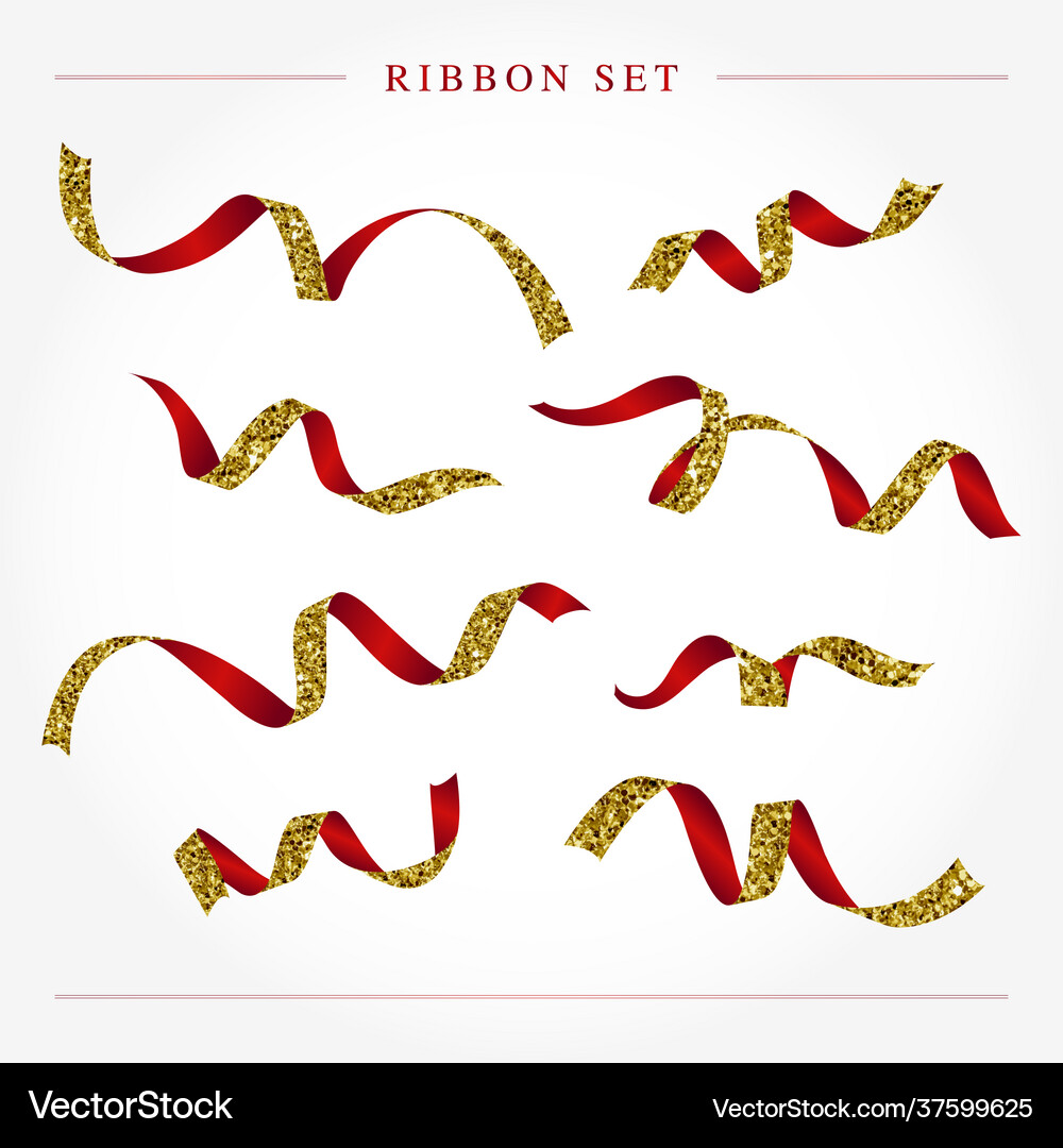 Gold and red ribbon set Royalty Free Vector Image