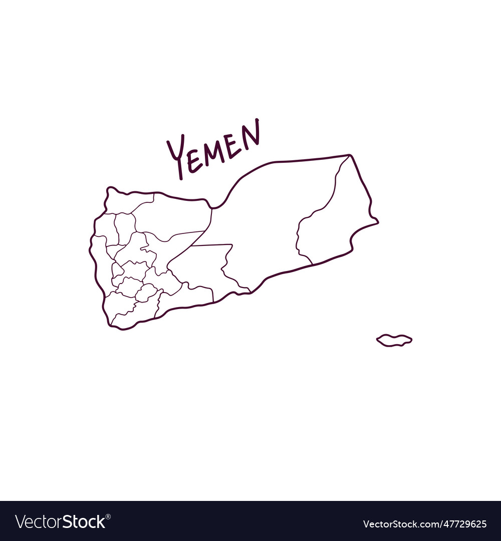 Hand drawn doodle map of yemen Royalty Free Vector Image