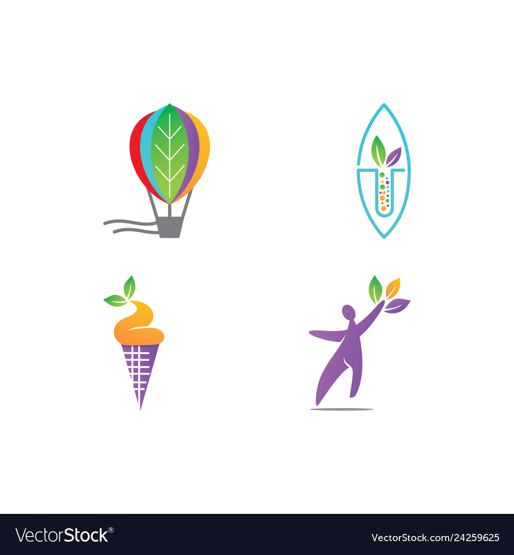 Leaf logo design template set Royalty Free Vector Image