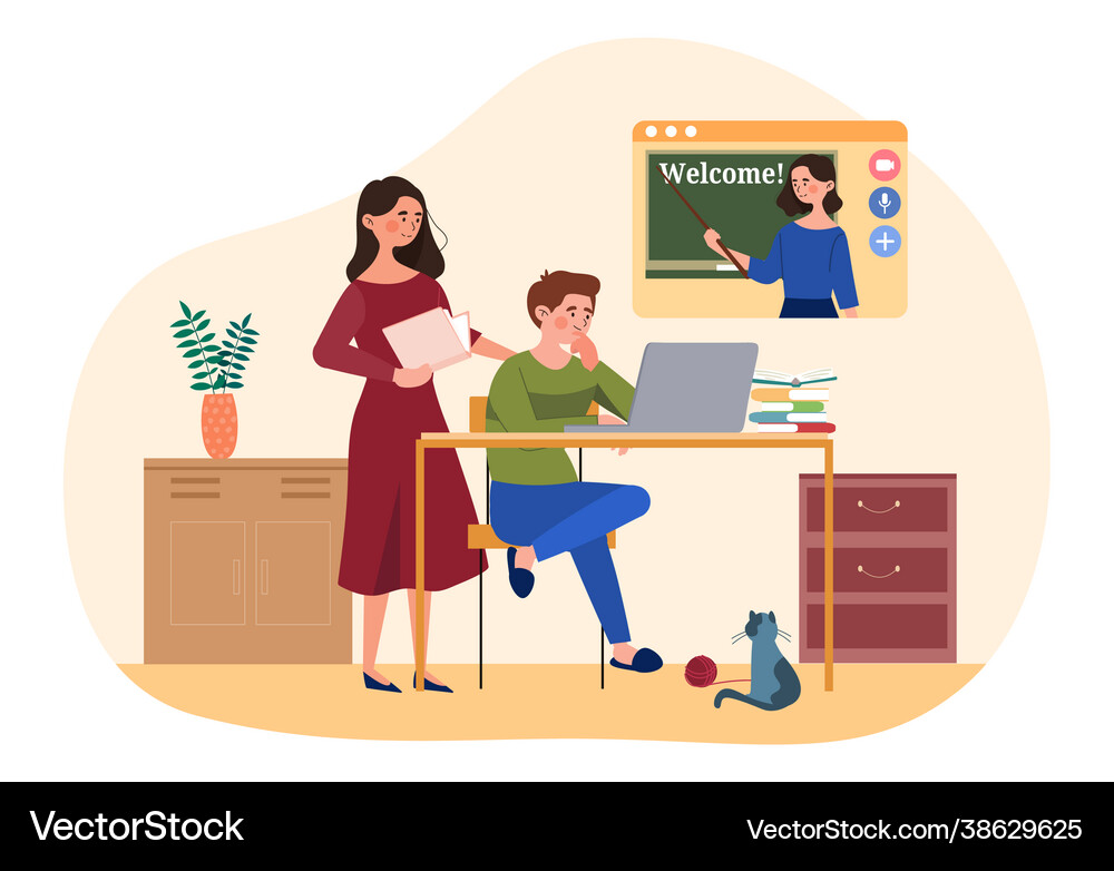 Online distance education concept Royalty Free Vector Image