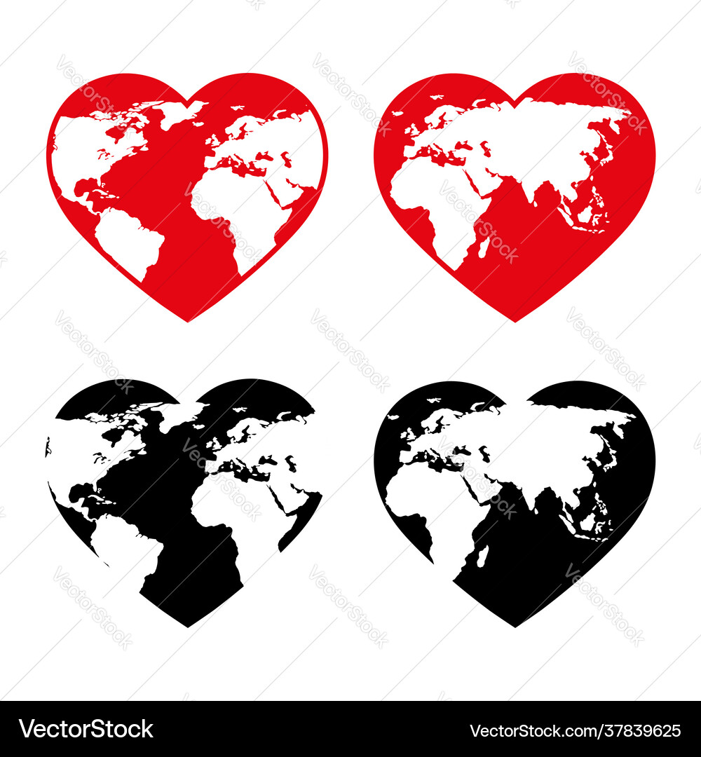 Planet earth globe in shape a heart Royalty Free Vector