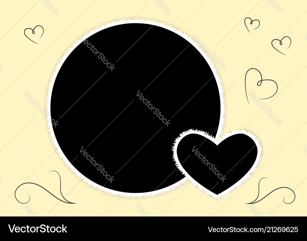 Romantic round photo frame with a heart Royalty Free Vector